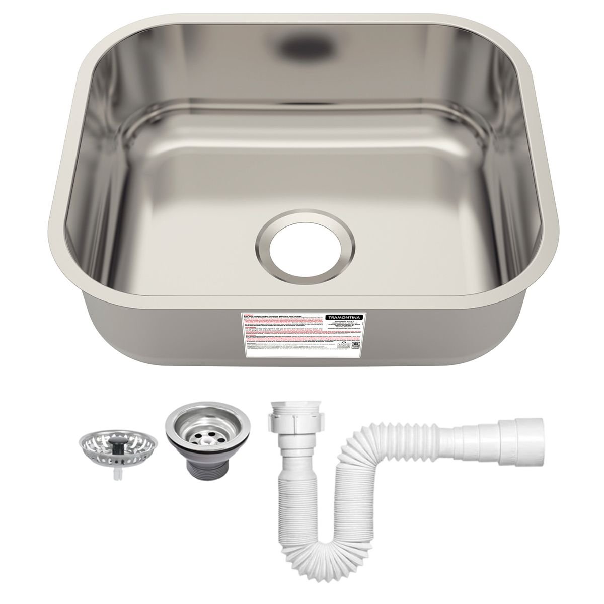 Cuba de Embutir Basic Aço Inox com Válvula e Sifão 40bl - Tramontina ...