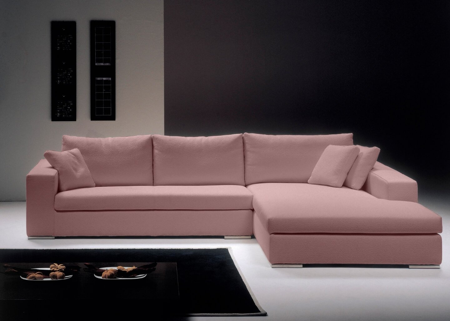 Sofá de Canto com Chaise de Casal - Enz006: rosa direito | MadeiraMadeira