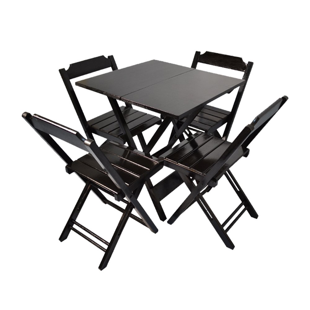 Kit 5 Jogos de Mesa com 4 Cadeiras de Madeira Dobravel 70x70 Ideal para Bar e Restaurante ...