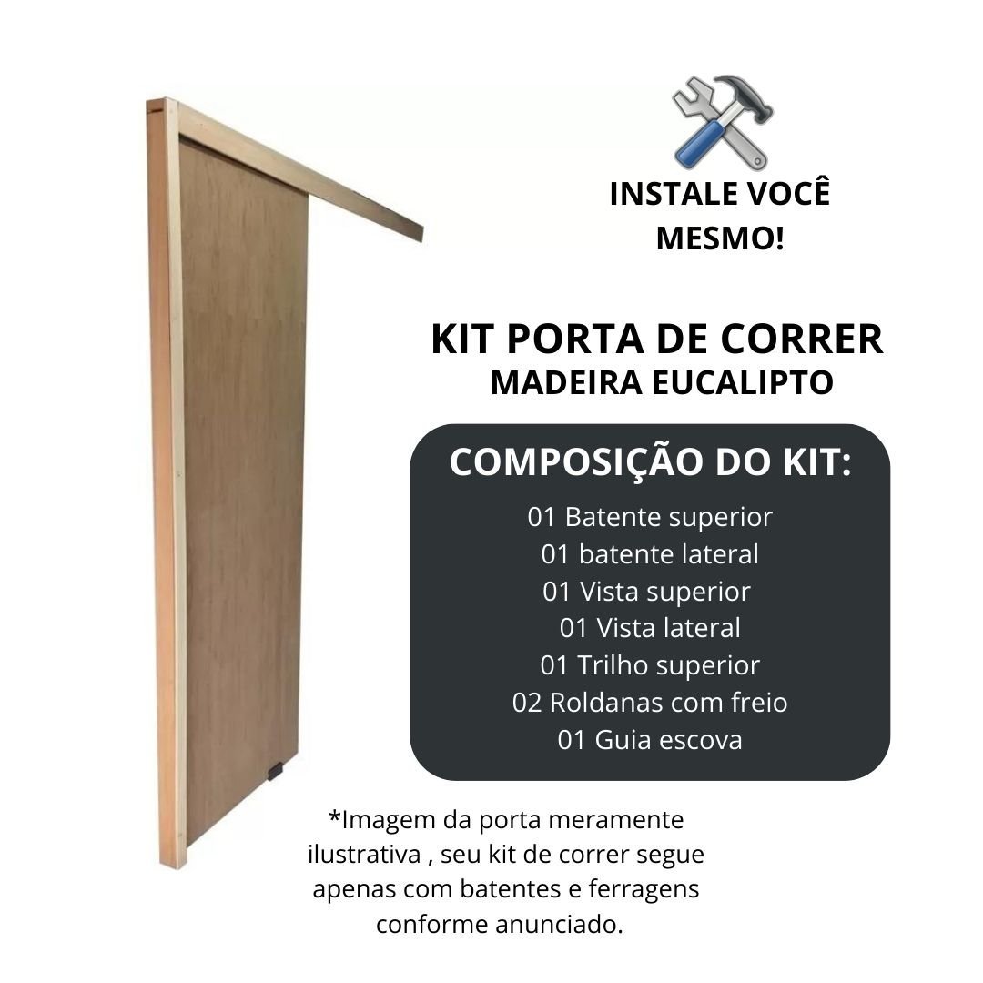 Kit para Porta de Correr Madeira Eucalipto 2,00mt - (sem Porta) Frainer ...