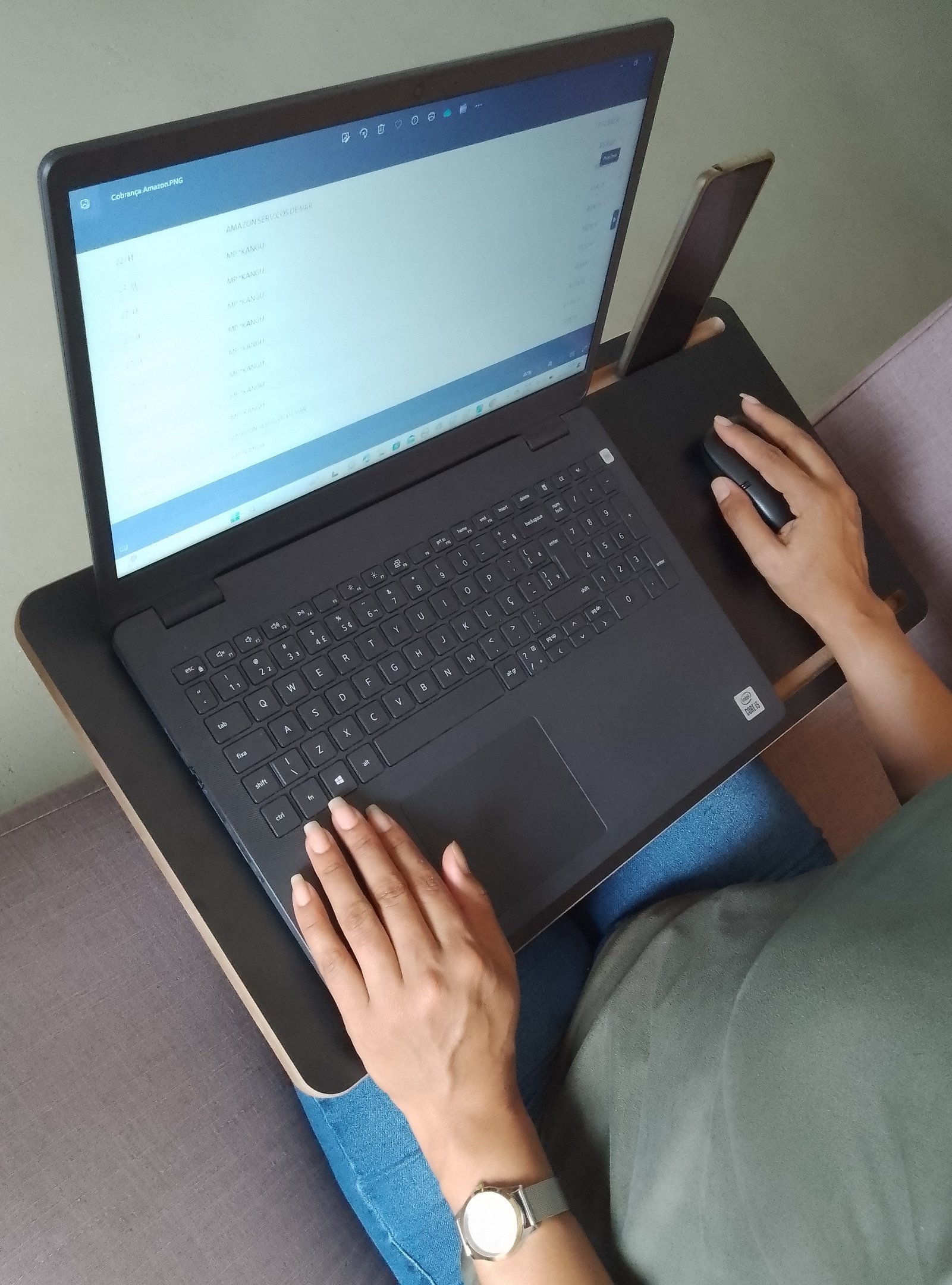 Bandeja de Colo Apoio para Notebook Laptop com 2 Sup Celular ...