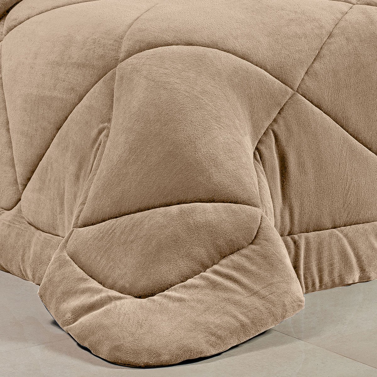 Edredom Solteiro Dupla Face Bege Soft Microfibra 2,50m x 1,90m ...