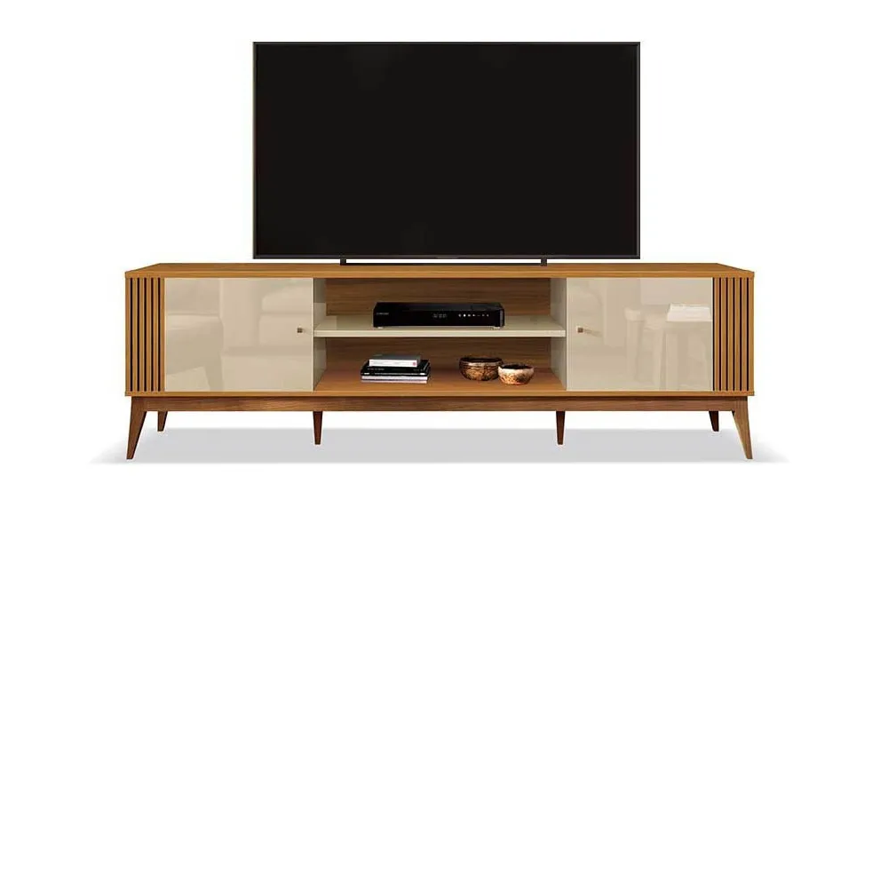 Rack 2 Portas 1,60m TV 60 Polegadas Ripado Lateral Grécia 1.6:OffWhite ...