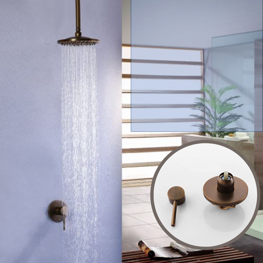 Chuveiro Ducha de Teto Vintage Bronze com Registro Monocomando ...