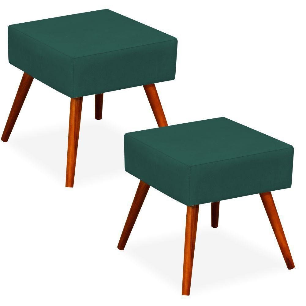 Kit 02 Puffs Banqueta Decorativa com Pés Palito Lívia W01 Suede Verde ...