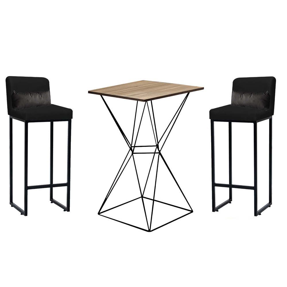 Kit Mesa Bistrô Lucca e 2 Banqueta Lucca Tampo Caramelo Ferro Preto ...