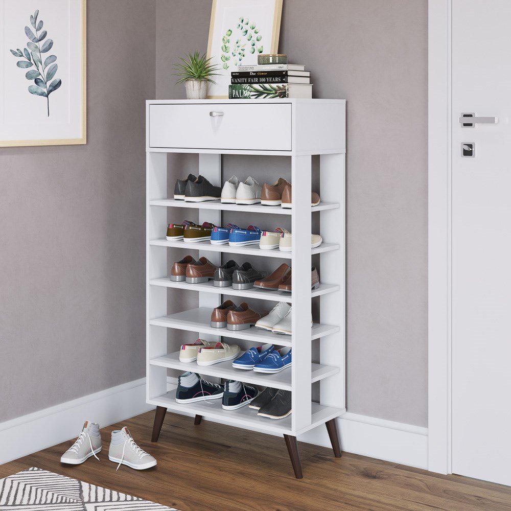 Sapateira Multiuso Pés Palito 1 Gaveta 5 Prateleiras SP030 Branco ...