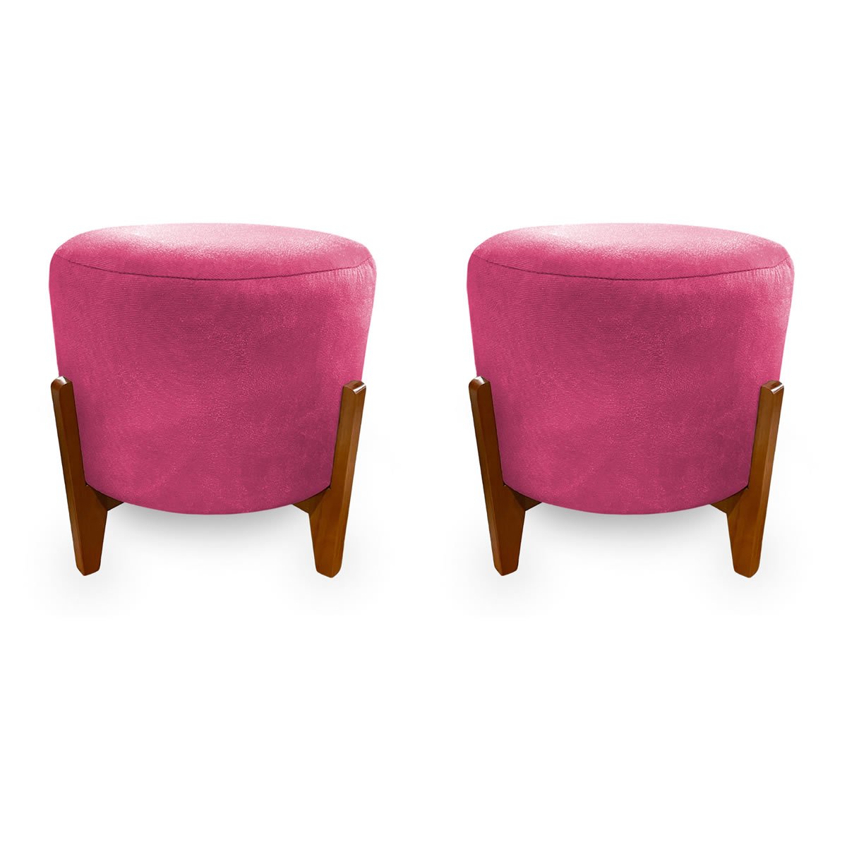 Kit 2 Puff Banqueta para Quarto Sala Pés De Madeira Lux Rosê ...