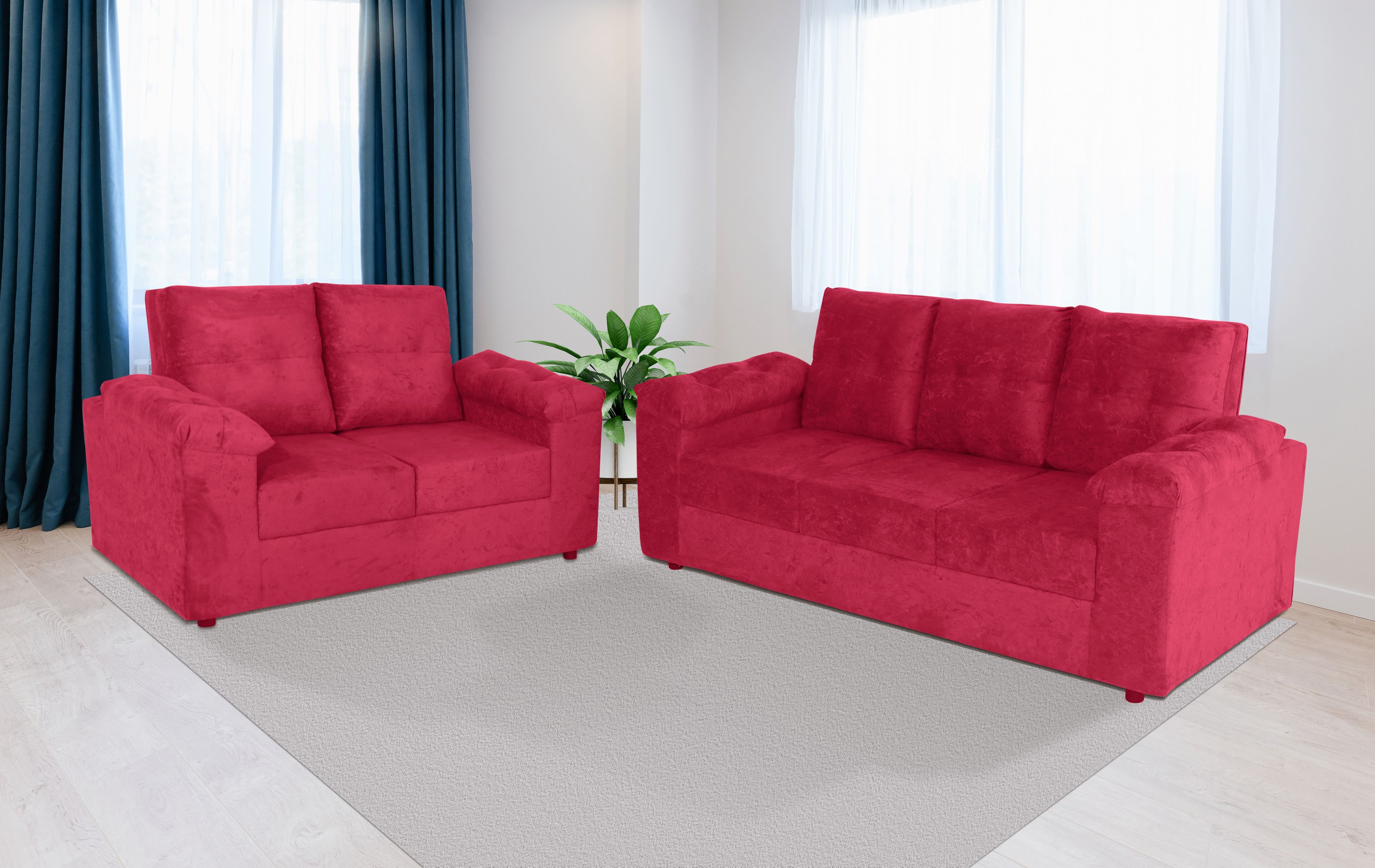 Conjunto de Sofá Fibra Sintética Munique - 1 Sofá 2L + 2 Poltronas + 1 ...