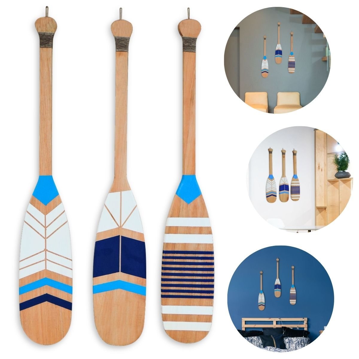 Kit 3 Remos Pintado Decorativo De Madeira Quadro parede Decoração ...