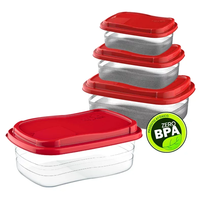 Kit 3 Potes Transparentes com Tampa para Freezer Cor Transparente ...