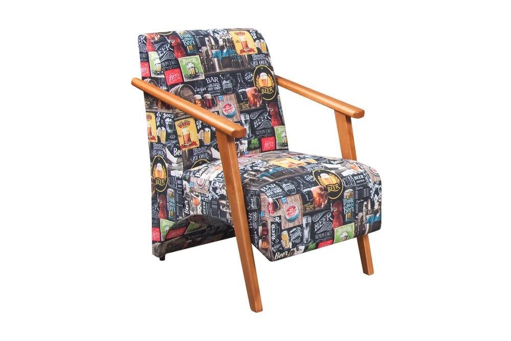 Poltrona Venus 1 Lugar Braço Madeira Maciça Tecido Suede Unidecor Retro ...