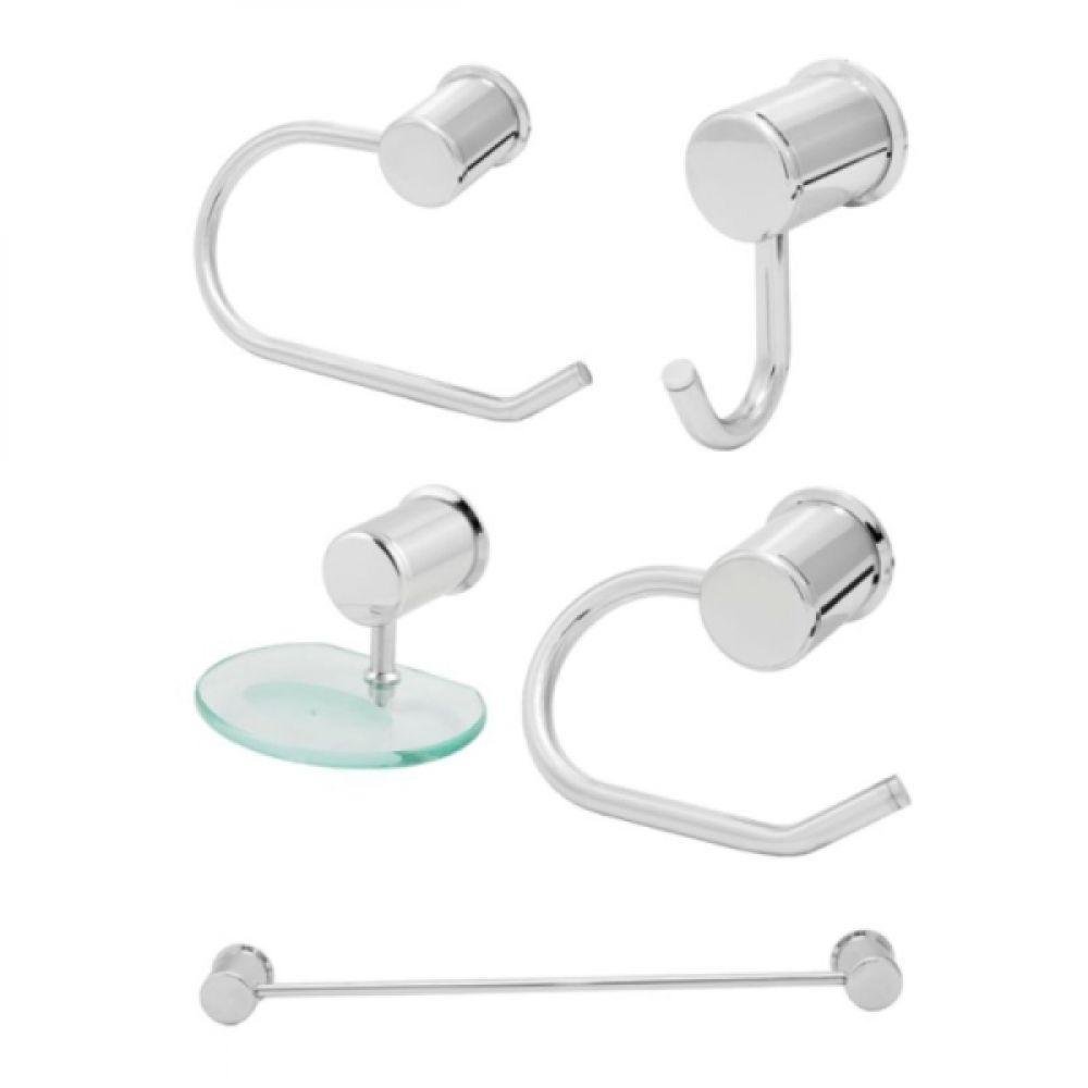 Kit Acessórios Para Banheiro Oliveira 5 Peças Luxo Em Vidro ...