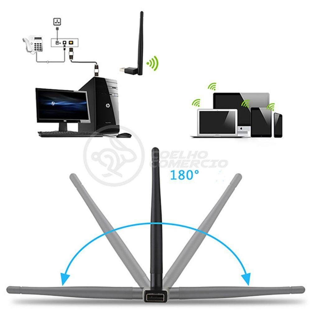 Antena Usb 2.0 Receptor de Wifi Wireless 1200mbps | MadeiraMadeira