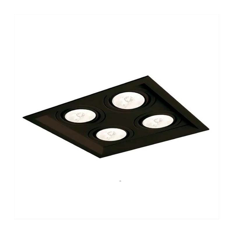 Spot Embutir 4L Ar111 Quadrado Face Recuada Preto Alumínio New Line IN60054 | MadeiraMadeira