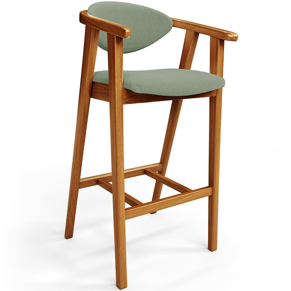 Banqueta Alta Para Cozinha Bancada Bar Sala de Jantar Fixa Cecília L02 Bouclê Oliva - Lyam Decor ...