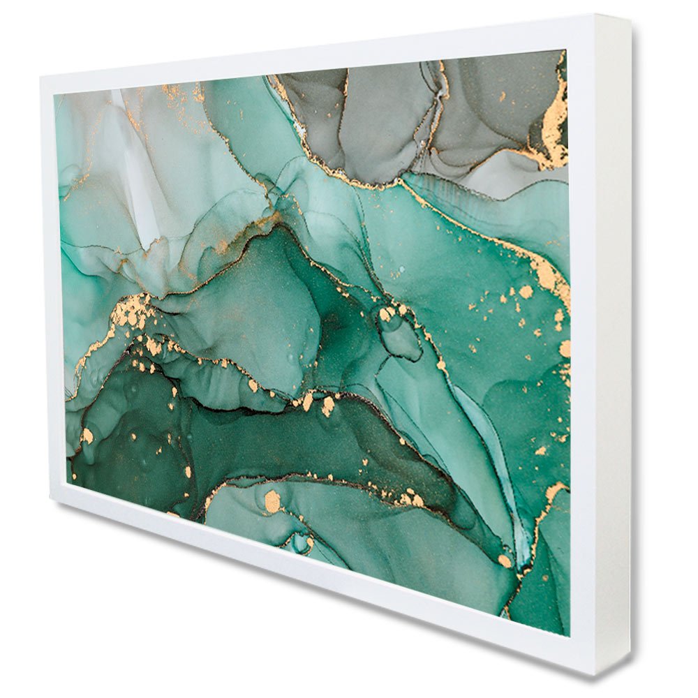 Quadro Decorativo Abstrato Mármore Verde Safira em Moldura Caixa ...