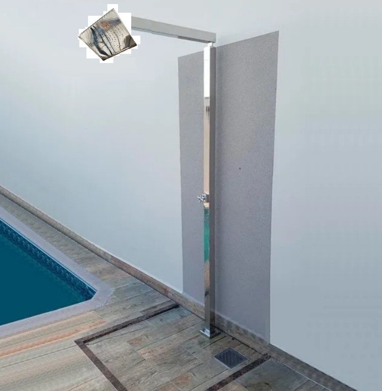 Ducha Palito 30cm de piso inox 304 p/ piscina ou sauna "L" Tubo ...