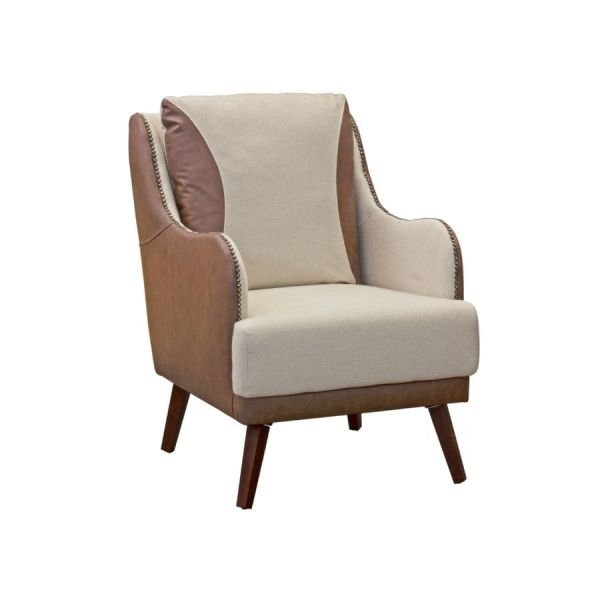 Poltrona Arezo Bege e Corino Marrom Konfort | MadeiraMadeira