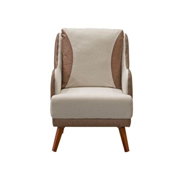 Poltrona Arezo Bege e Corino Marrom Konfort | MadeiraMadeira