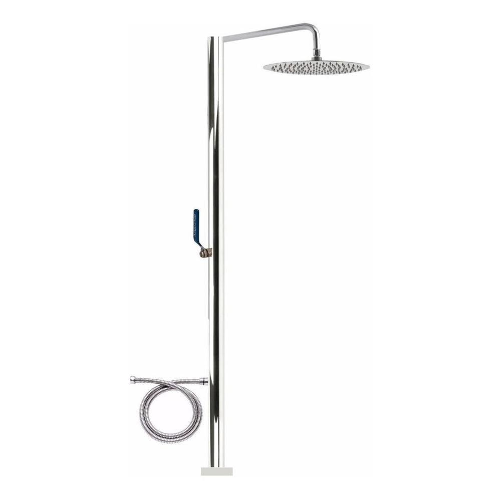 Chuveiro Externo Redondo Inox 2,00m - Aço Inox 304 | MadeiraMadeira