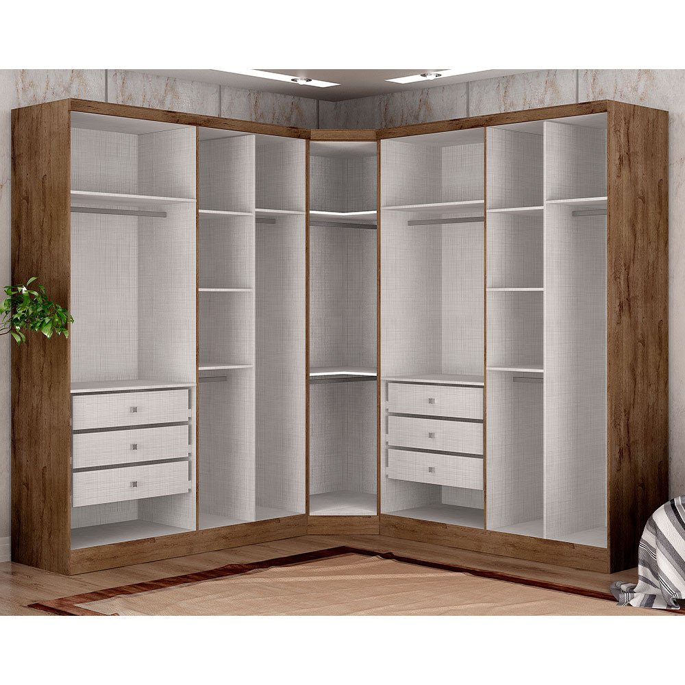 Guarda-Roupa Modulado de Casal Safira 001 em MDF com 9 Portas e 6 ...