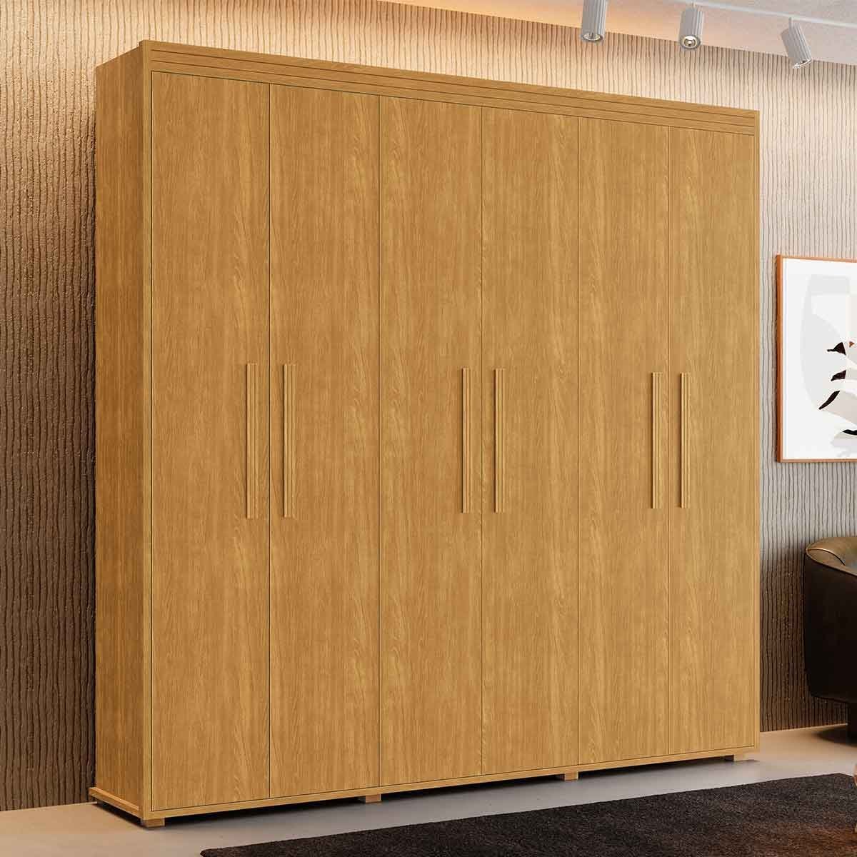 Guarda-roupa Roupeiro 6 Portas Milane 100% Mdf Cinamomo | MadeiraMadeira