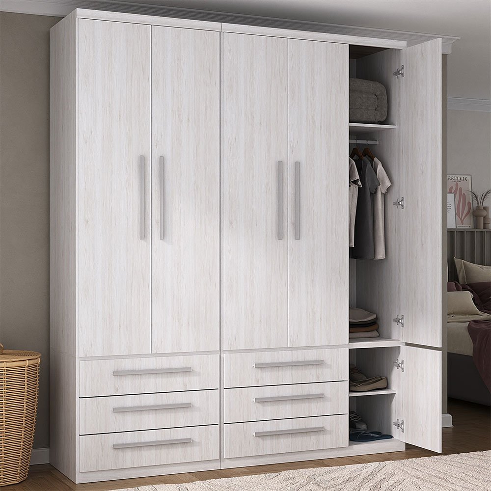 Guarda-roupa 5 Portas 6 Gavetas Modular 1310 Ilan Carvalho | MadeiraMadeira