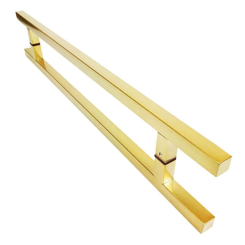 Puxador Portas Duplo Aço Inox Dourado Metálico Acetinado Aristocrata 40 ...