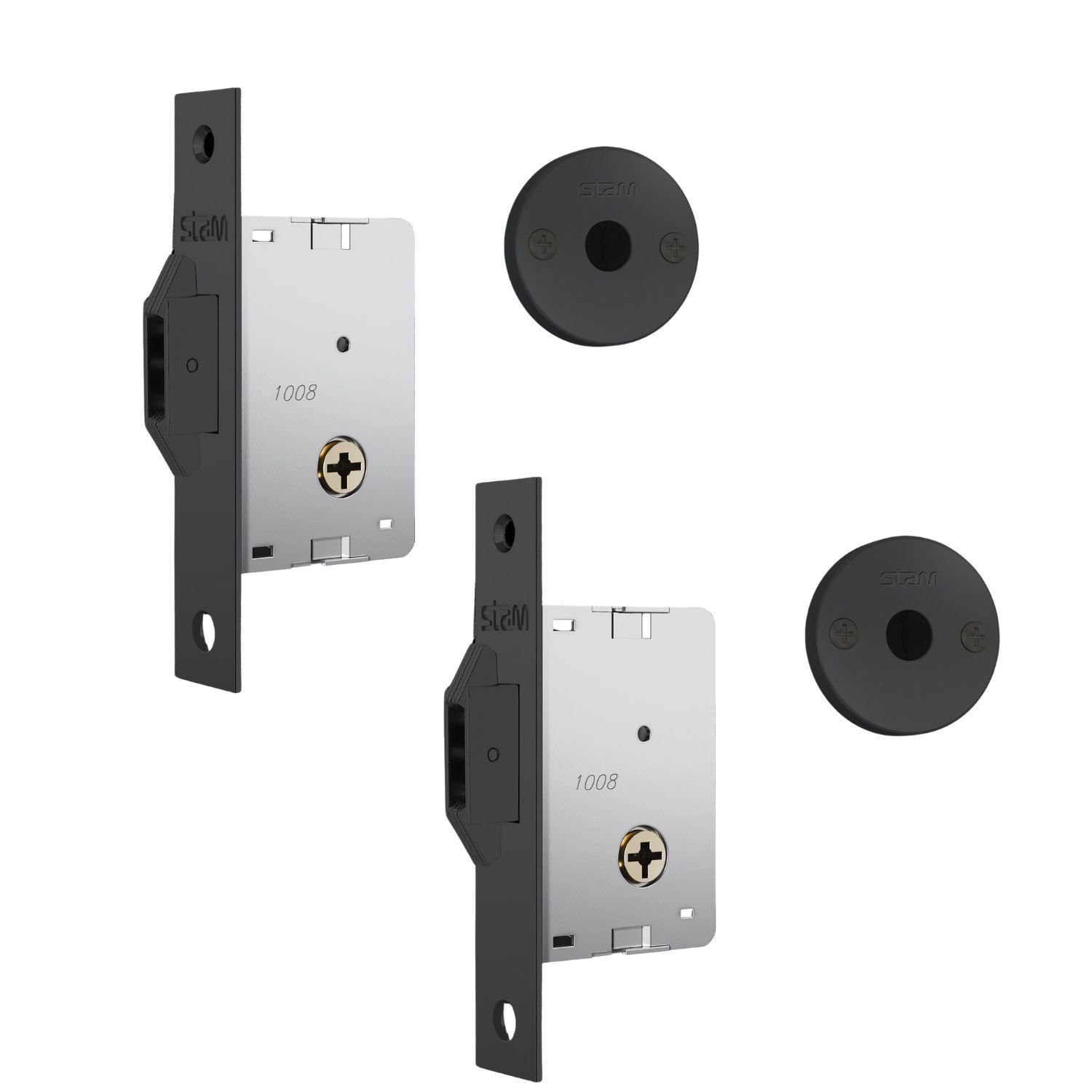 Fechadura 1008 Par Trava Auxiliar Tetra Chave Porta Correr/bater Roseta ...