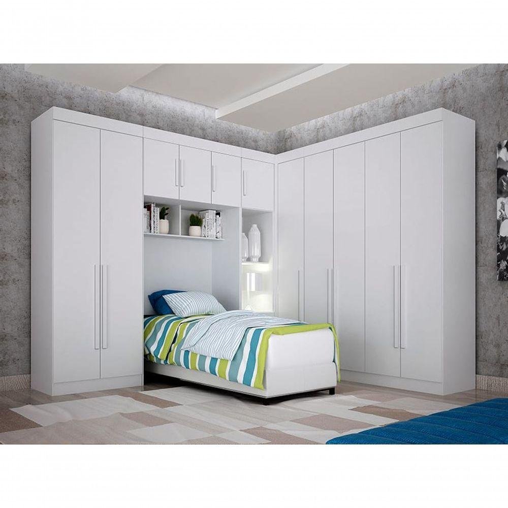 Roupeiro Modulado Branco Orion Solteiro Leifer Móveis | MadeiraMadeira