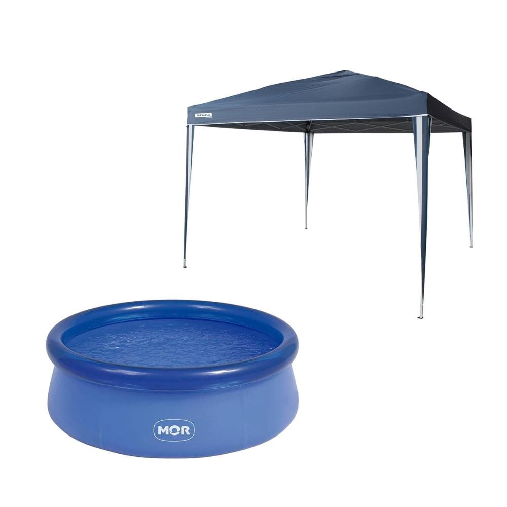 Tenda Gazebo 3x3M Trevalla TL-GZ01-1 + Piscina Inflável Mor 1000L ...