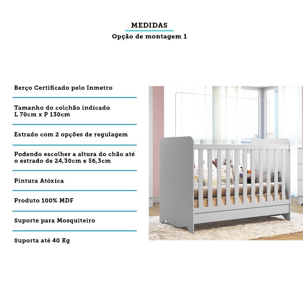 Kit Conjunto Quarto Infantil Bebê Ben Berço 3 Em 1 Guarda Roupa 3 ...