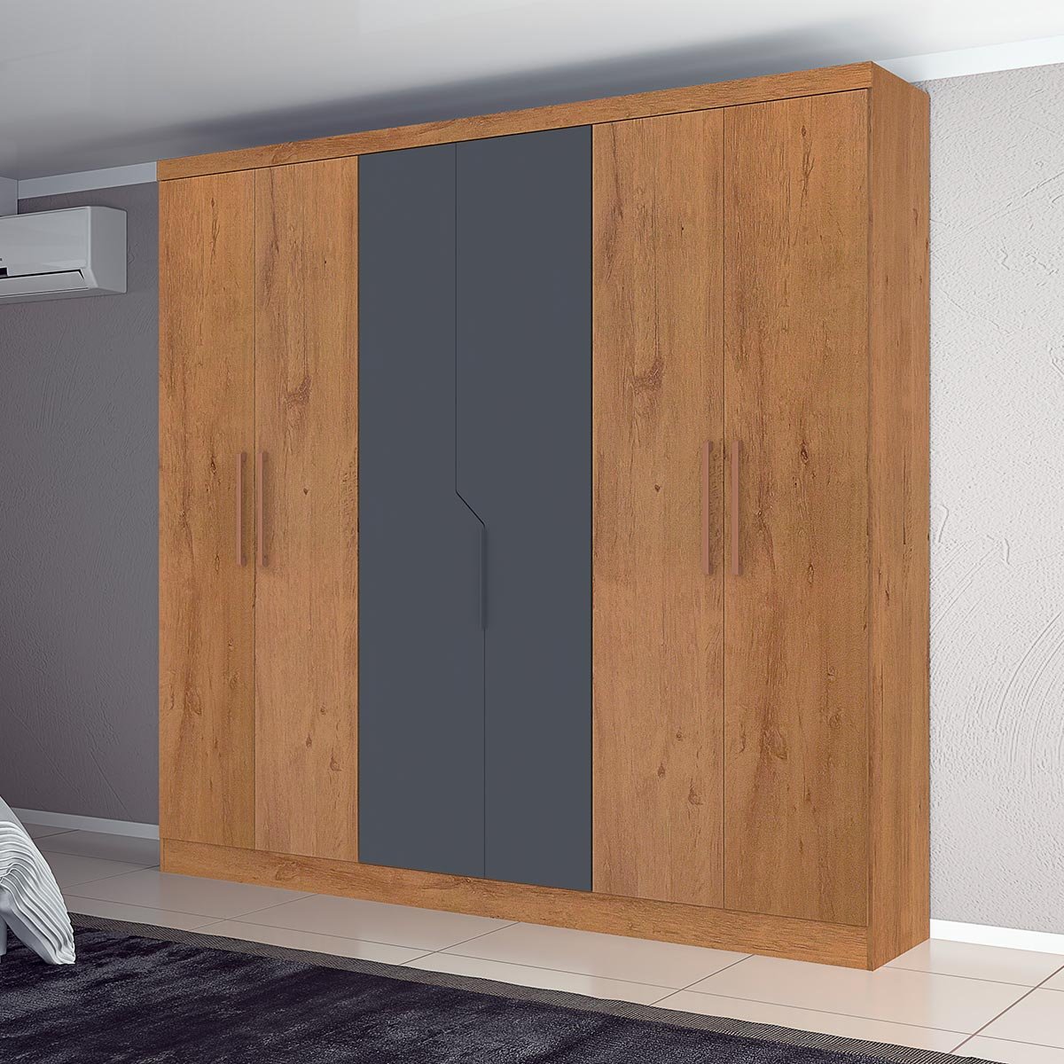 Guarda Roupa Grande 6 Portas 236 x 230 Cm 4 Gavetas Chicago MDP ...