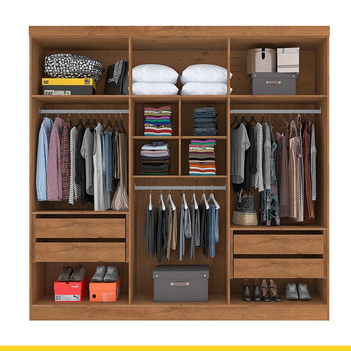 Guarda Roupa Grande 6 Portas 236 x 230 Cm 4 Gavetas Chicago MDP ...