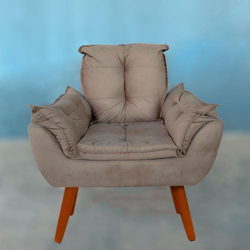 Poltrona Cadeira Amamentação + Puff Suede Capuccino | MadeiraMadeira