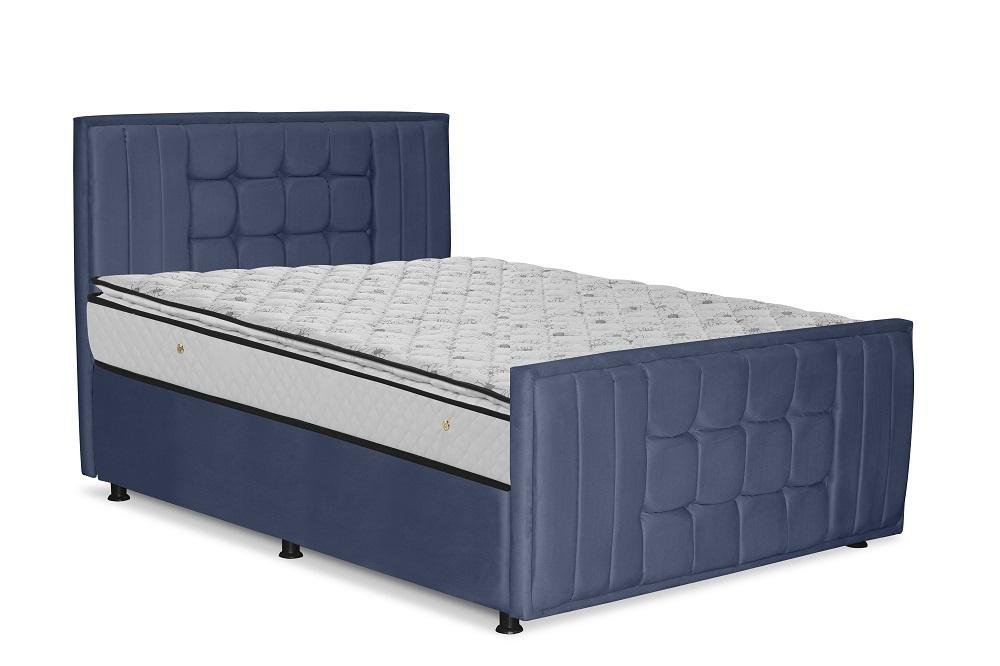 Cama com Cabeceira Estofada Casal 140cm Iara Azul Marinho - Lm Decor ...