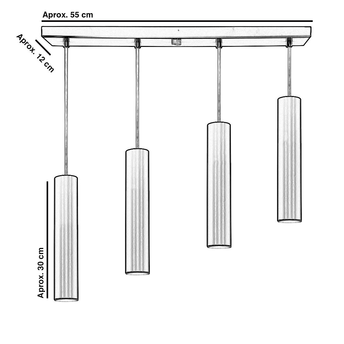 Pendente Quadruplo Tubo Cilindro Branco 30Cm + Led 3k | MadeiraMadeira