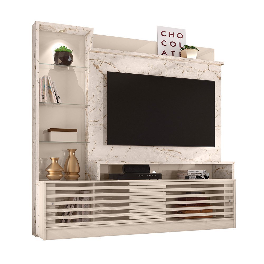 Home Theater Frizz Prime Para TV até 55" Polegadas Calacata / Off White ...