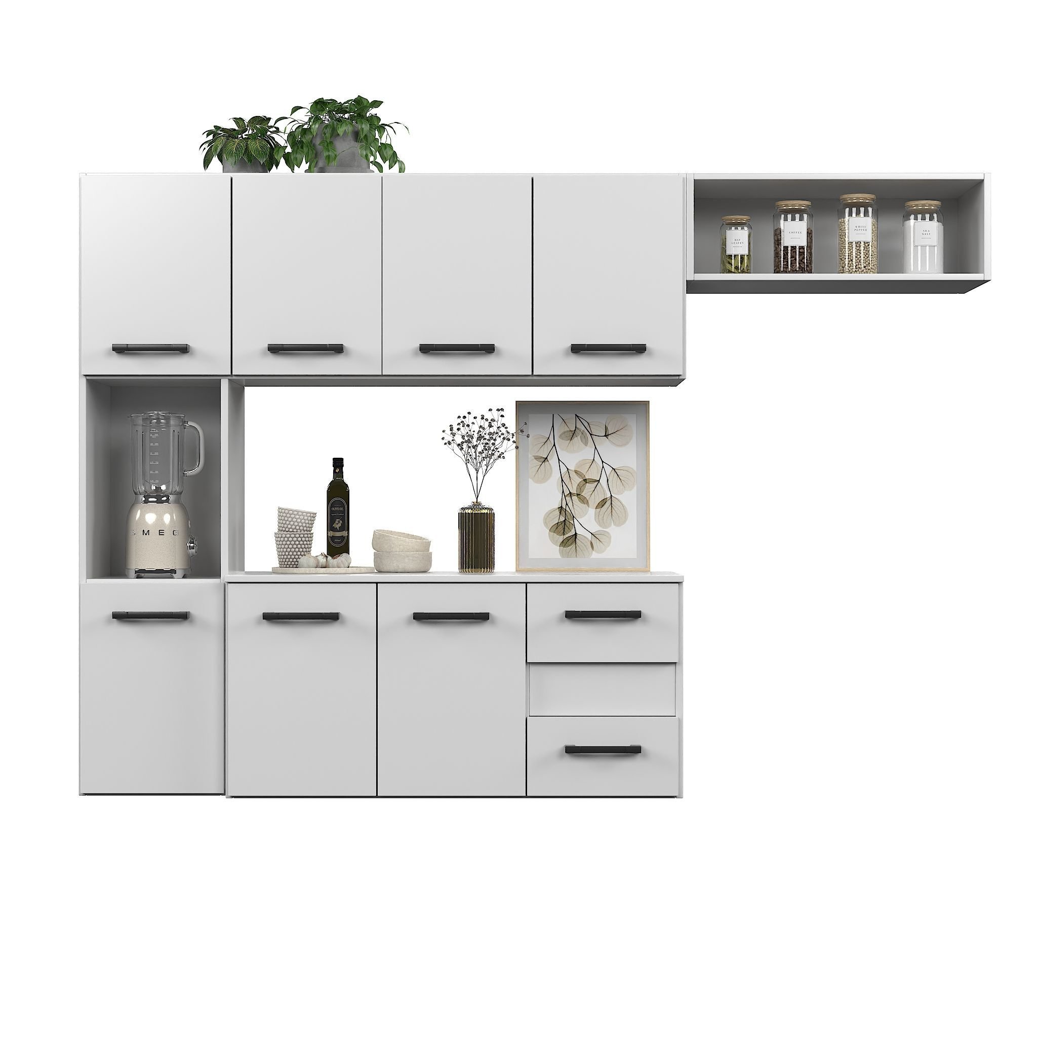 Kit Armário de Cozinha Juliete Multiuso Compacta Suspensa com 7 Portas ...