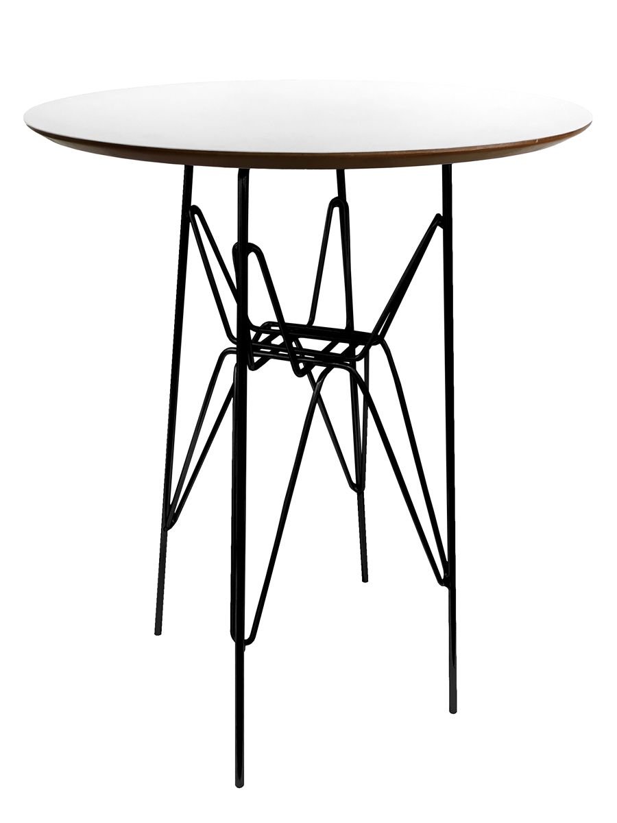 Mesa Lateral Eames 60cm Altura com Tampo de 50cm - Preta - Madeira Branca | MadeiraMadeira