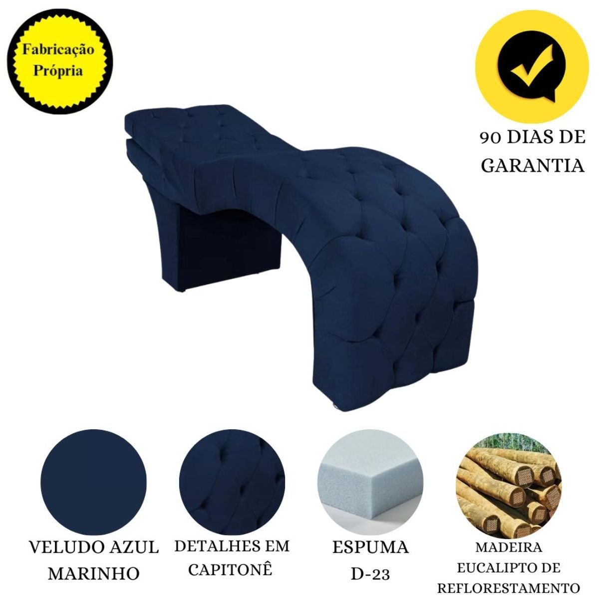 Maca Estética Estofada Reclinável Ergonômica Spa Veludo Yara:Azul ...