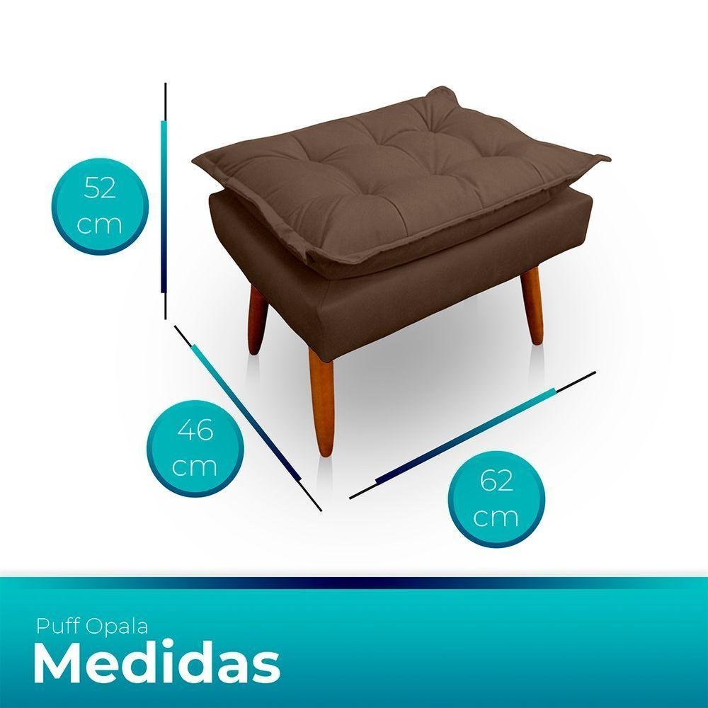 Puff Opala Retangular Suede Cor Capuccino | MadeiraMadeira