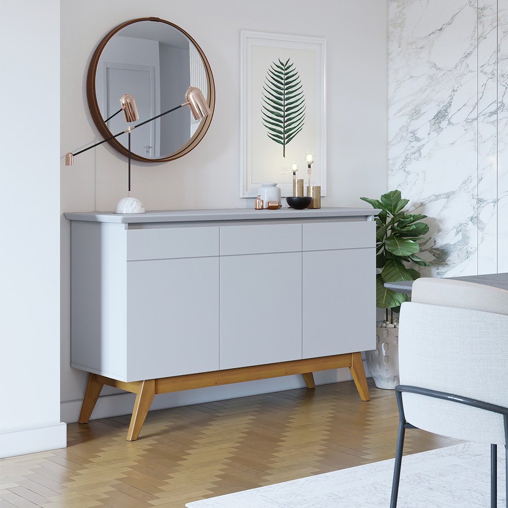 Buffet Aparador Decorativo 3 Portas sem Espelho Cameron Branco ...