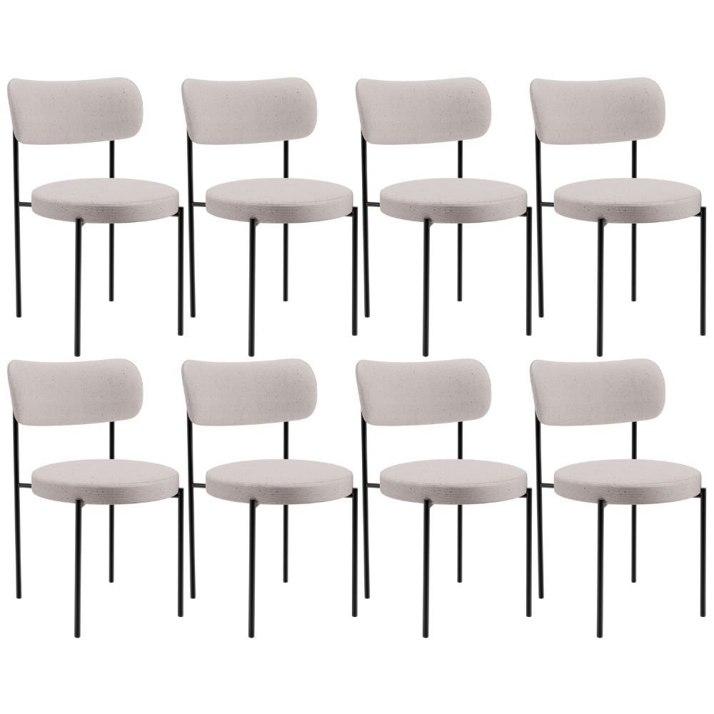 Kit 08 Cadeiras Estofadas para Sala de Jantar Louise L02 Linho Bege - Lyam Decor | MadeiraMadeira