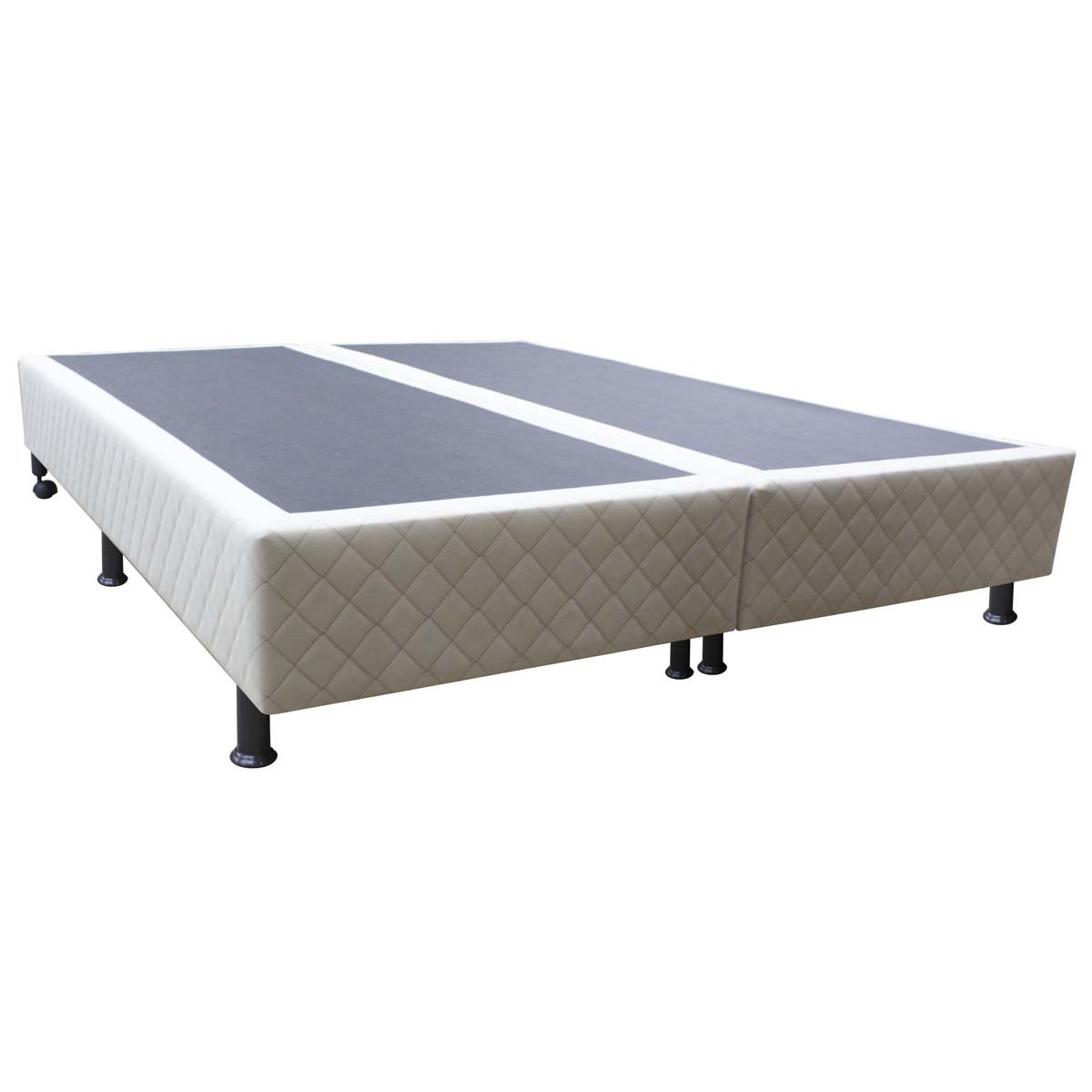 Base Cama Box Casal King Size Suede Bordado Bege SkyBox | MadeiraMadeira