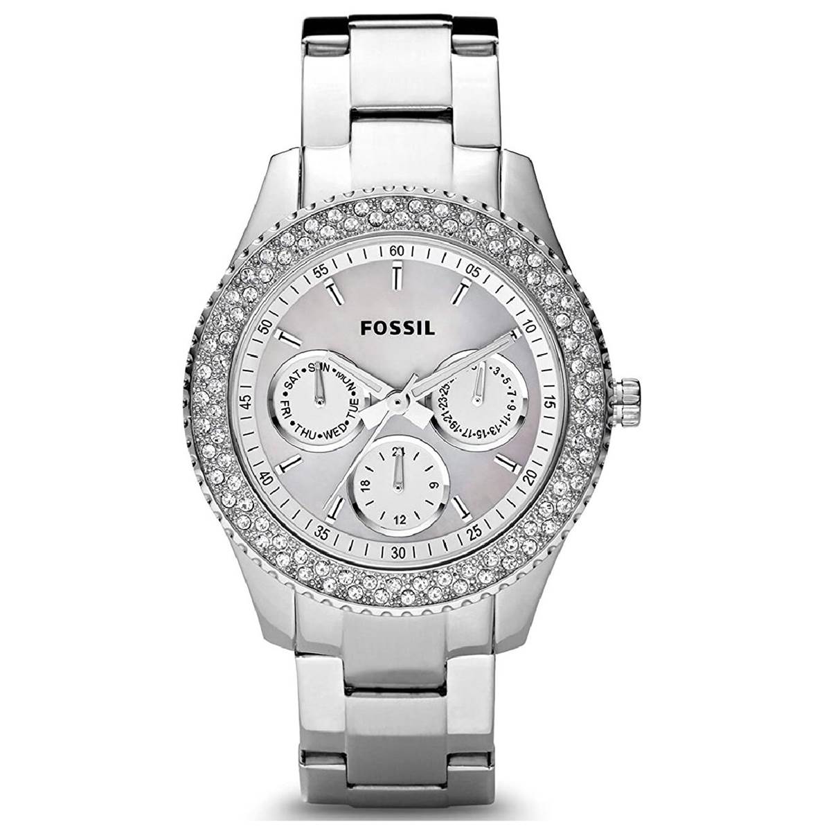 Relógio Fossil Feminino Ref: Es2860/1pn Multifunção Prateado ...