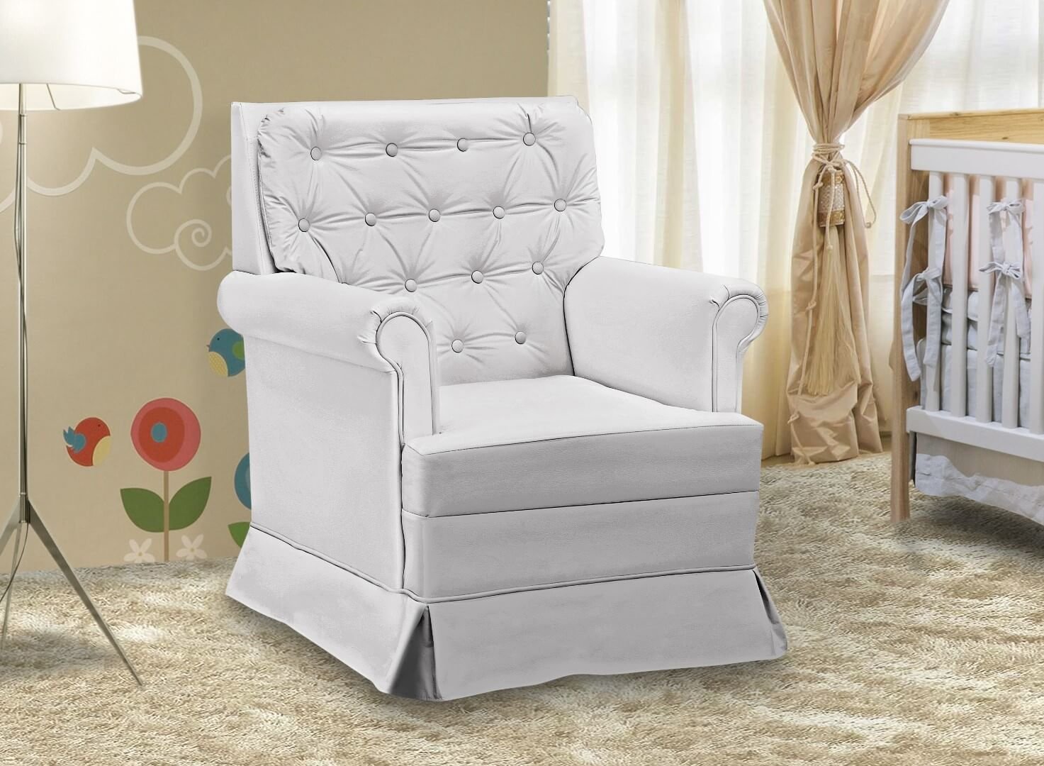 Poltrona Amamentação Giulia Balanço com Puff da Mamãe Branco ...