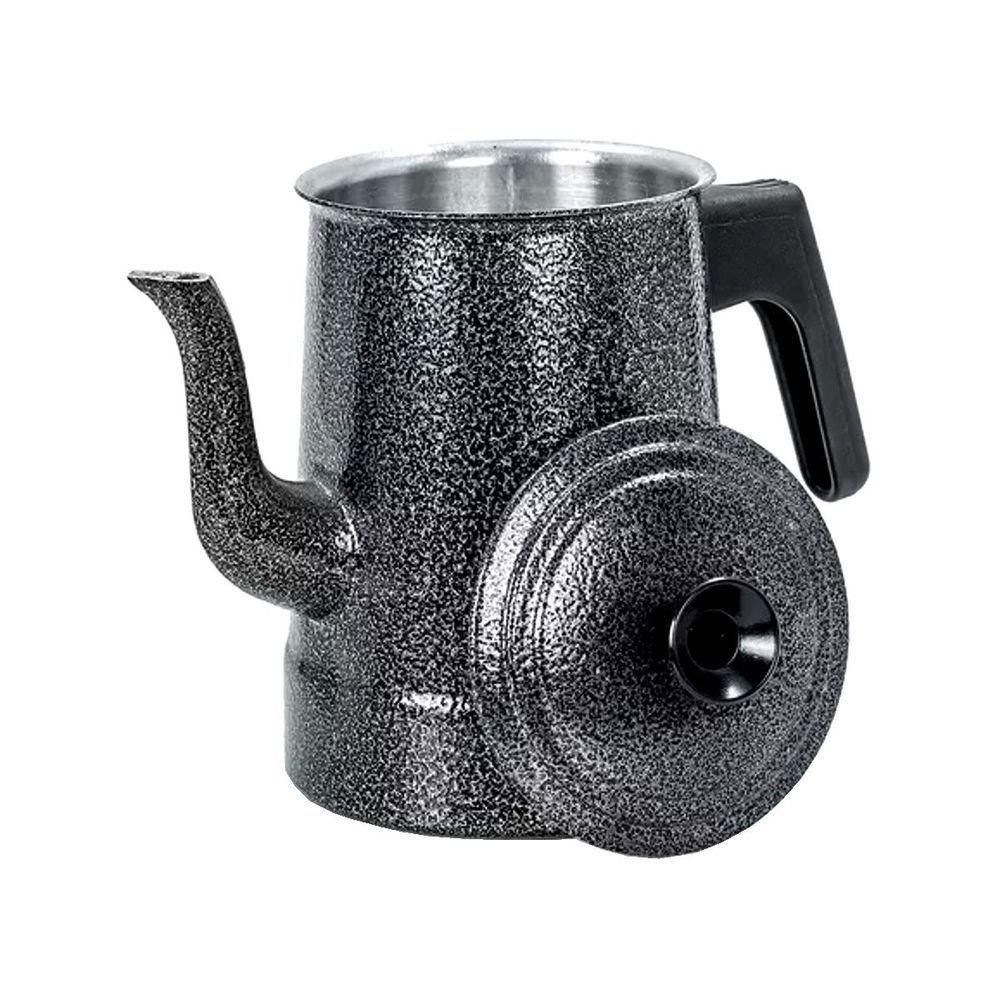 Bule Craqueado Preto para Café Chá de Alumínio Repuxado 1l | MadeiraMadeira