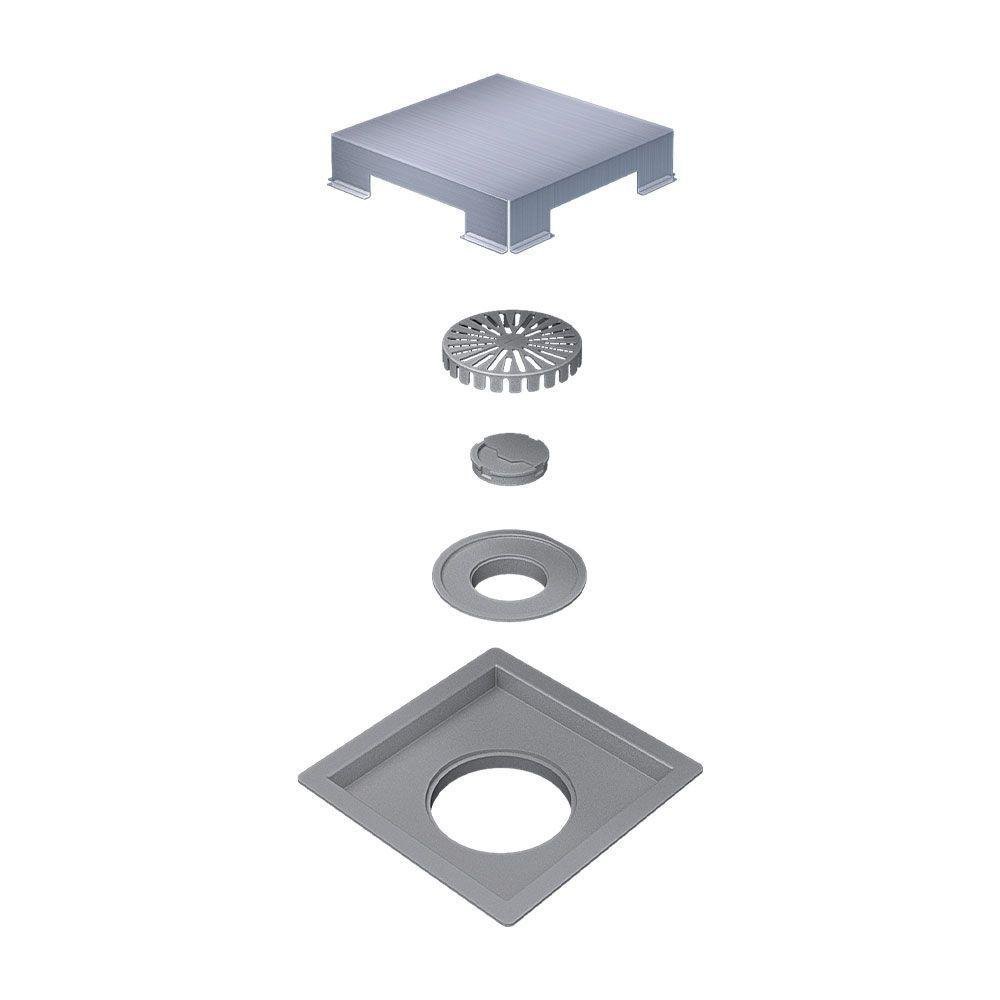 Ralo Inox Quadrata 10X10 Base Em Pvc Com Tampa Inox | MadeiraMadeira